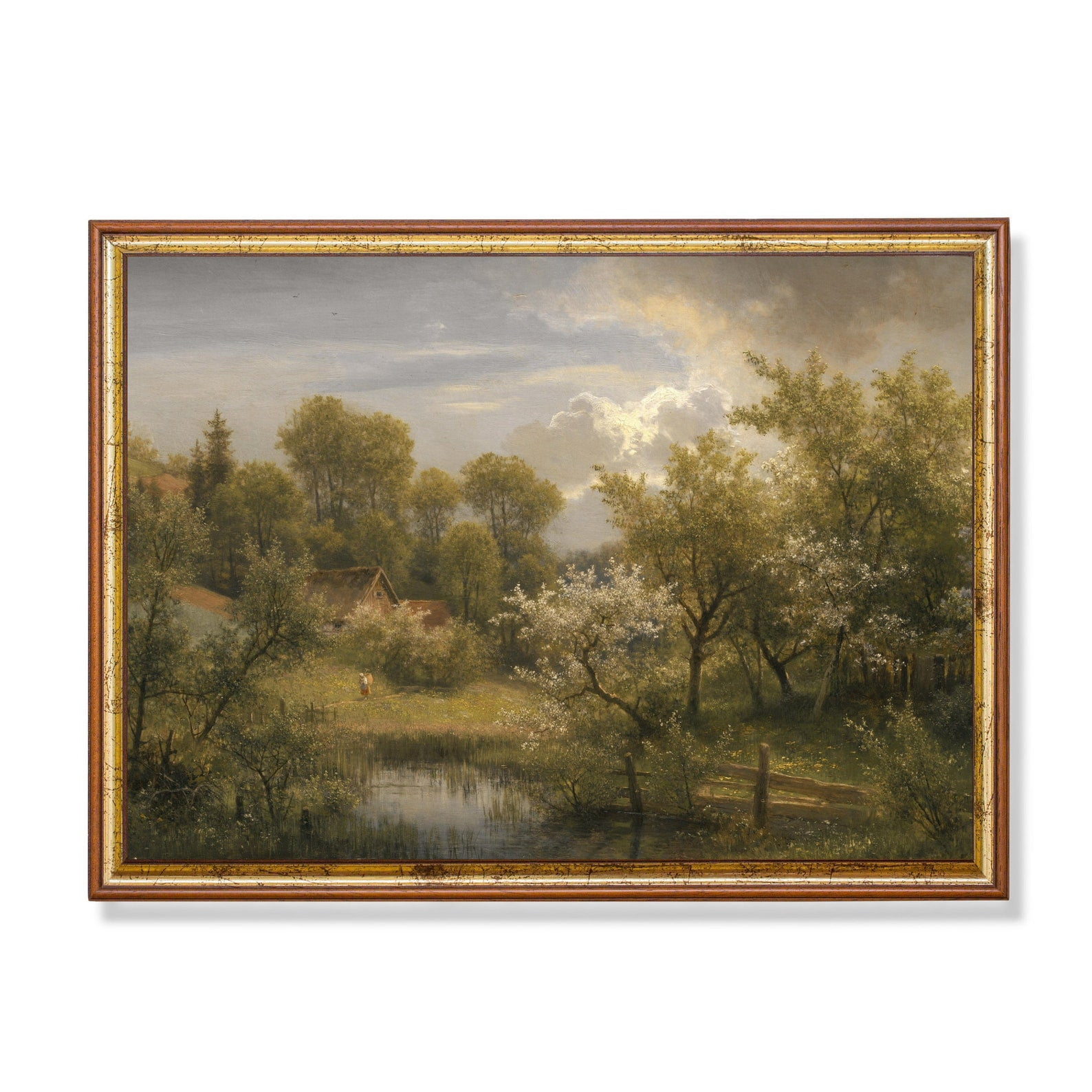 Spring Orchard Landscape Wall Art Print, Rustic Farmhouse Nature ...