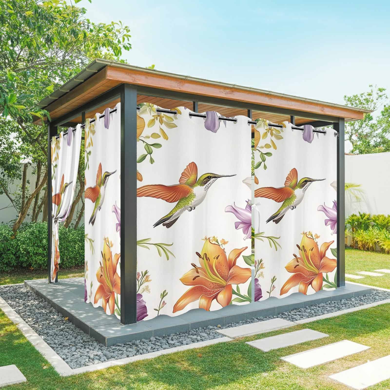 Spring Outdoor Curtains for Patio Waterproof, Hummingbird Wildflowers ...
