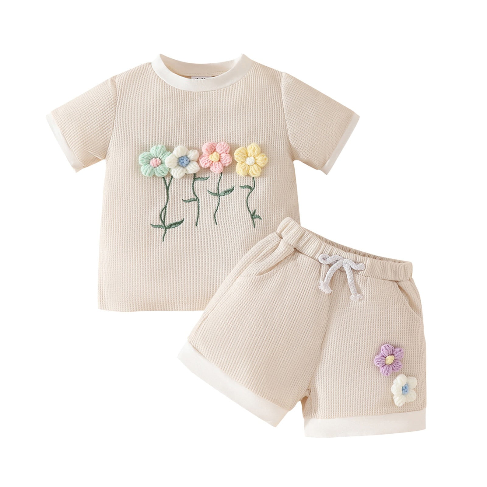 Spring Outfits for Girls Cute Infant Outfits,waffle Tops + 3d Floral ...