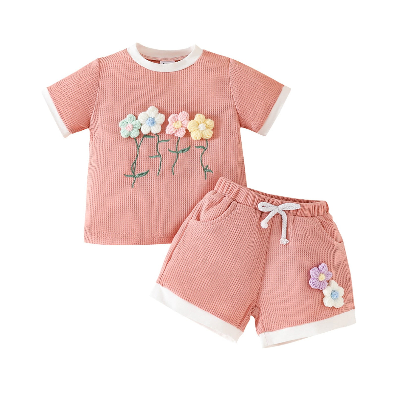 Spring Outfits for Girls Spring Infant Outfits,3d Floral Waffle Tops ...