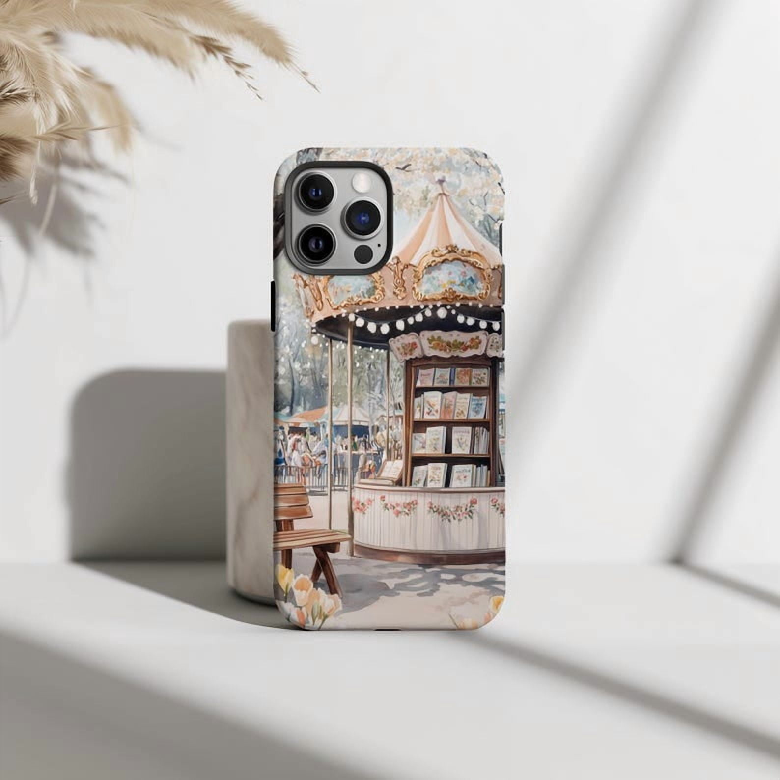 Spring Parisian Carousel Carnival Heavy-Duty Protective Case for iPhone ...