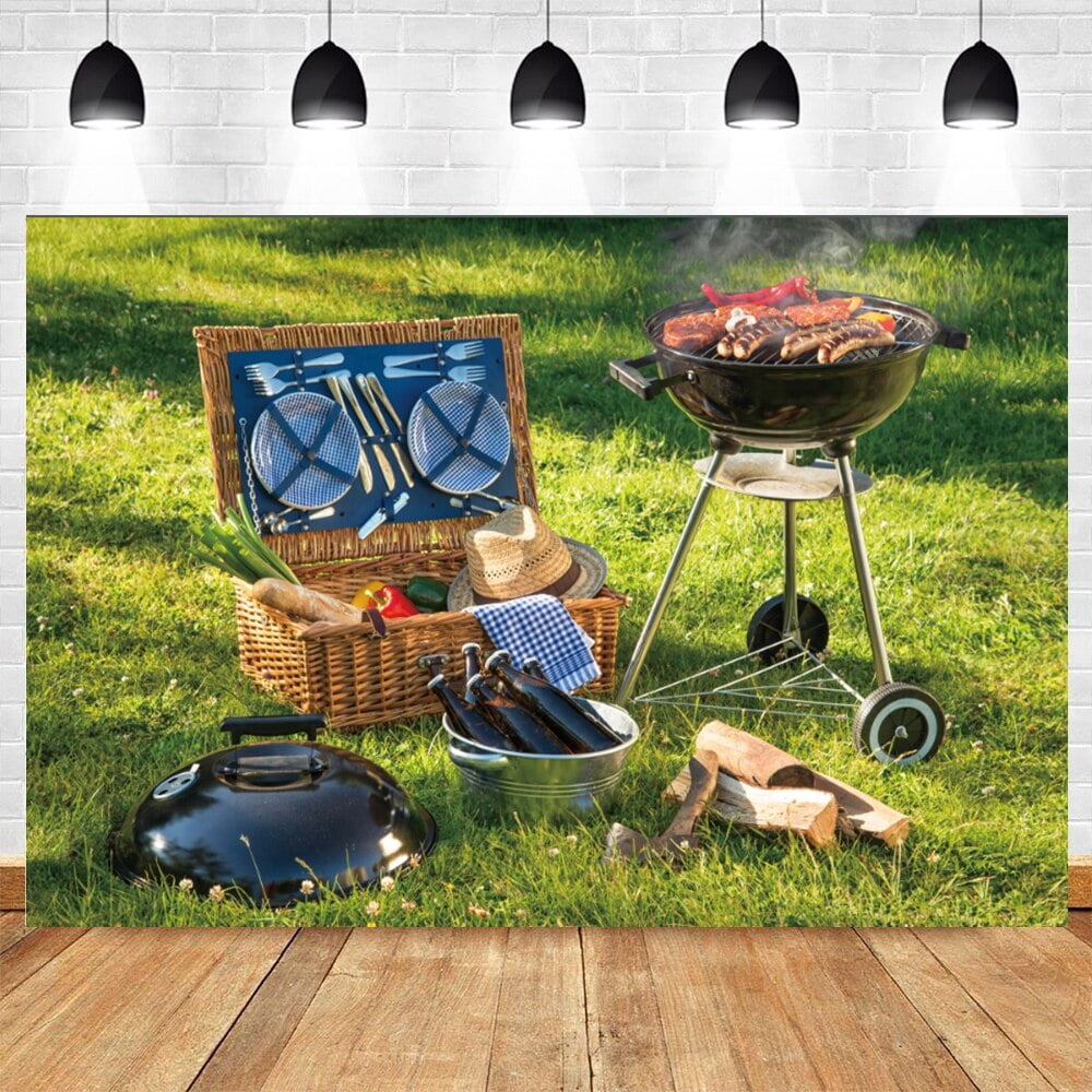 Spring Park Picnic Party Backdrop Green Grassland Picnic Blanket ...
