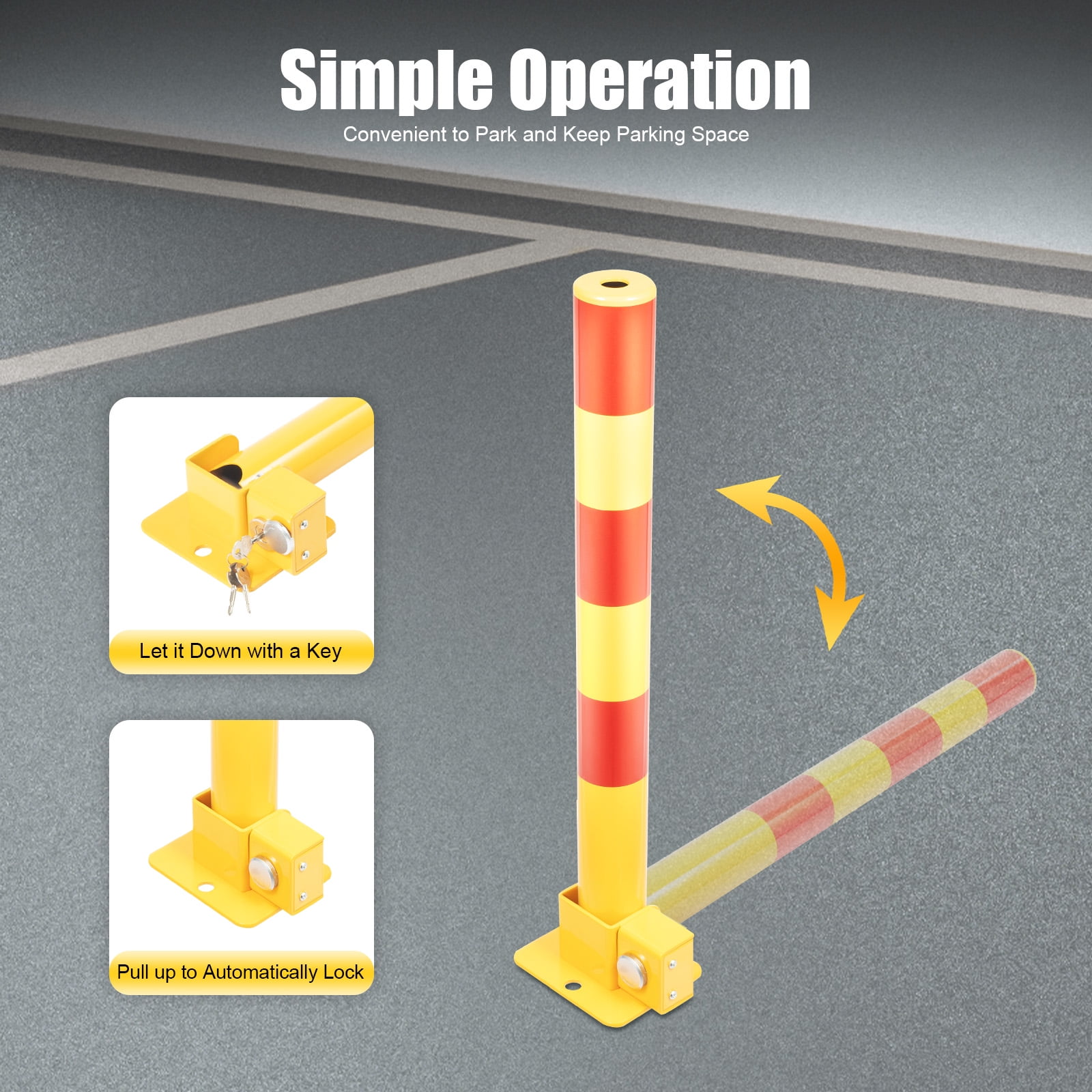 Spring Parking Post, Parking Barrier Parking Lock Folding Heavy Metal ...