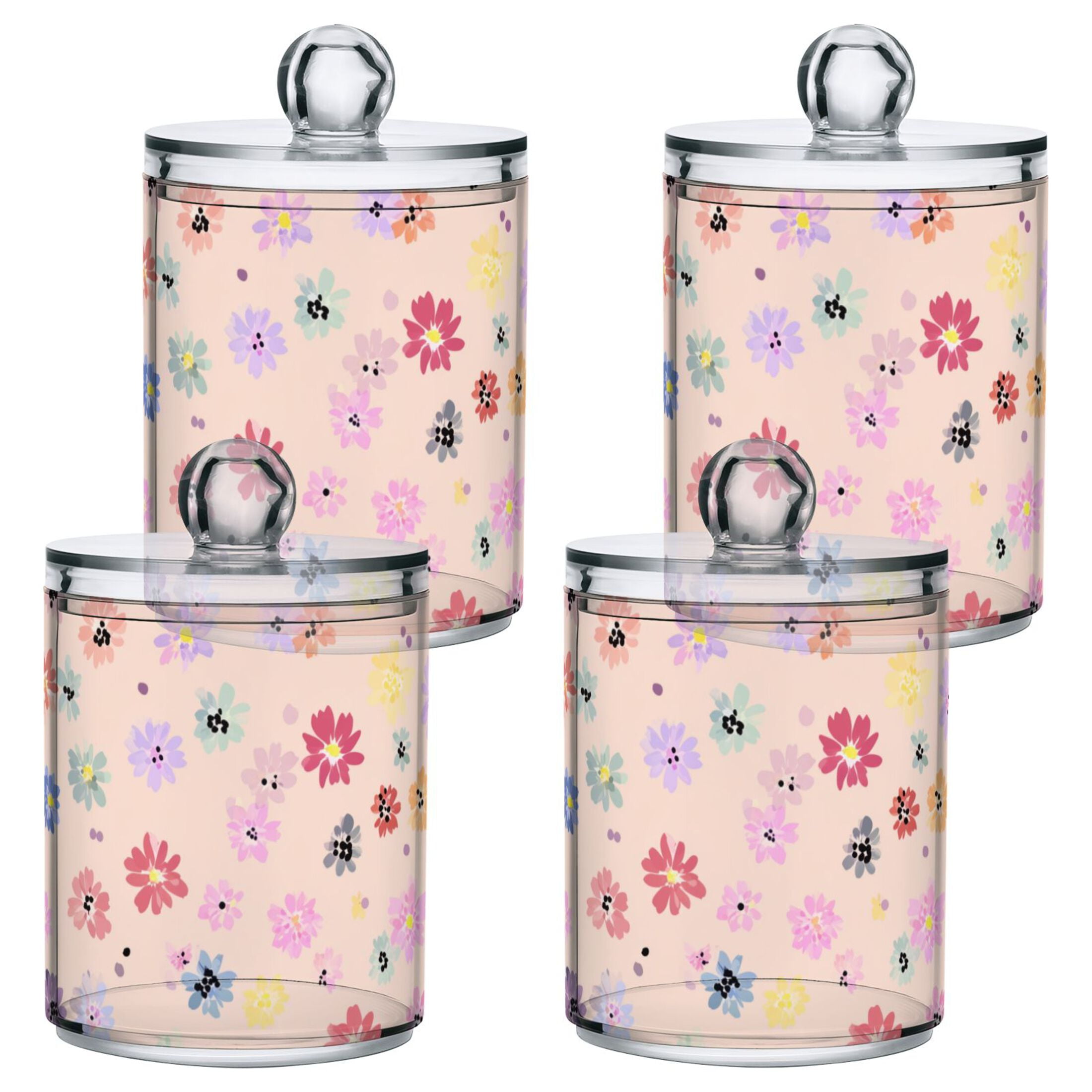 Spring Pastel Color Petals Translucent Plastic Cans Storage Canisters ...