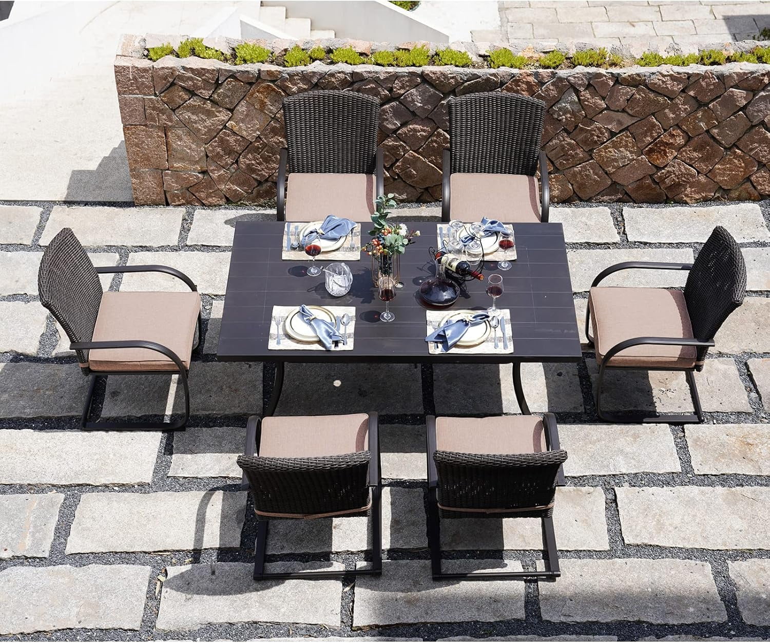 Spring Furniture Dining Chairs Set of 6 with Cushions for Garden Pool ...