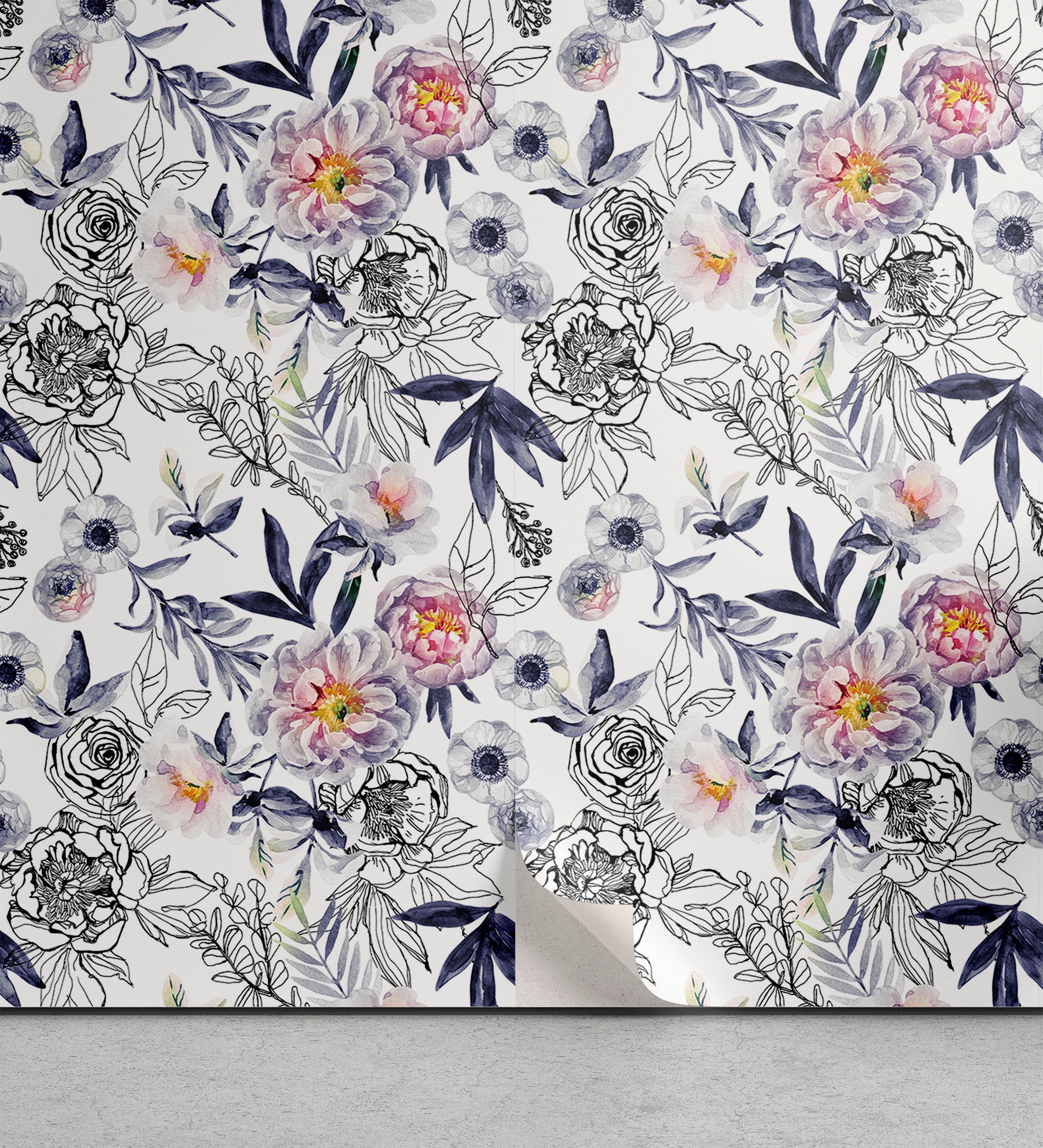 Spring Peel & Stick Wallpaper for Home, Roses Peonies Anemones Art, 13 ...