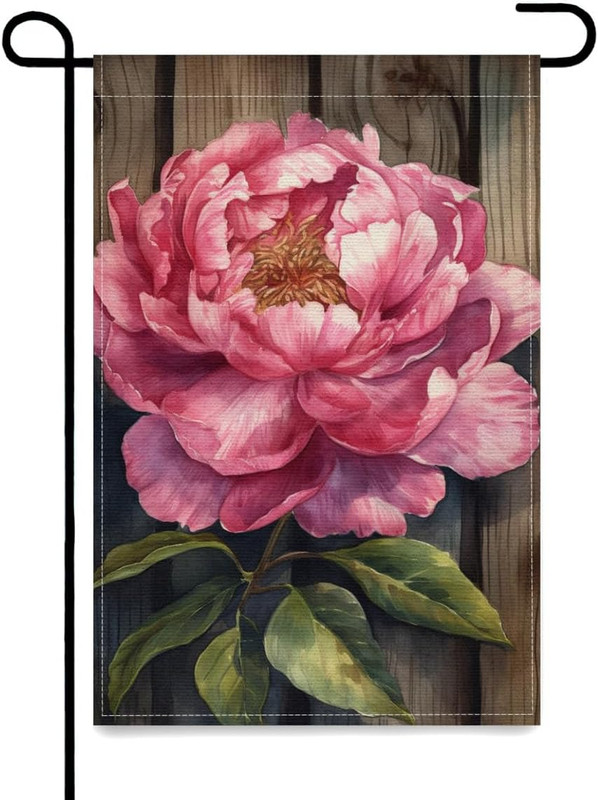 Spring Peony Watercolor Garden Flag 12 x 18 Inch linen Double Sided ...