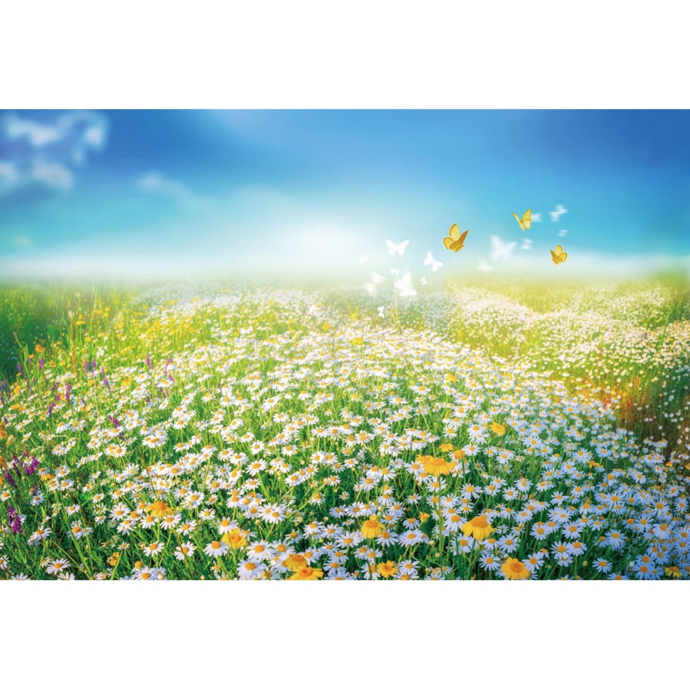 Spring Photo Backdrop Meadow Garden Grassland Park Flower Trees ...