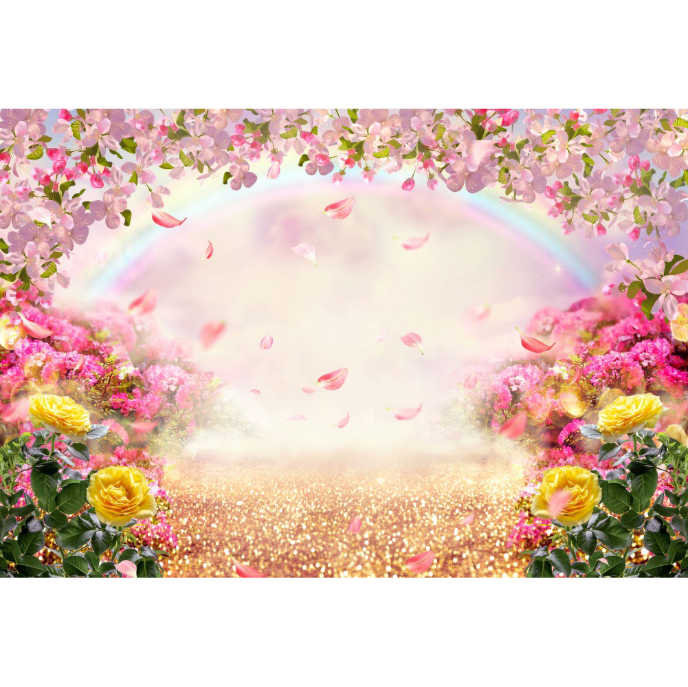 Spring Photo Backdrop Meadow Garden Grassland Park Flower Trees ...