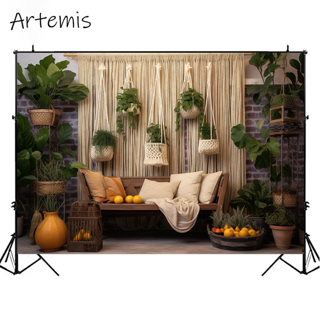 Spring Photography Backdrop Greenery Celtic Hanging String Garland Baby ...