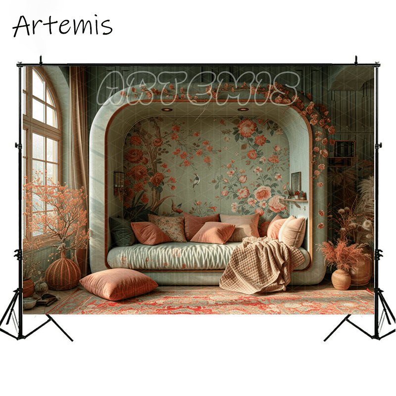 Spring Photography Backdrop Prop Room Wedding Pink Floral Dreamy Pastel ...