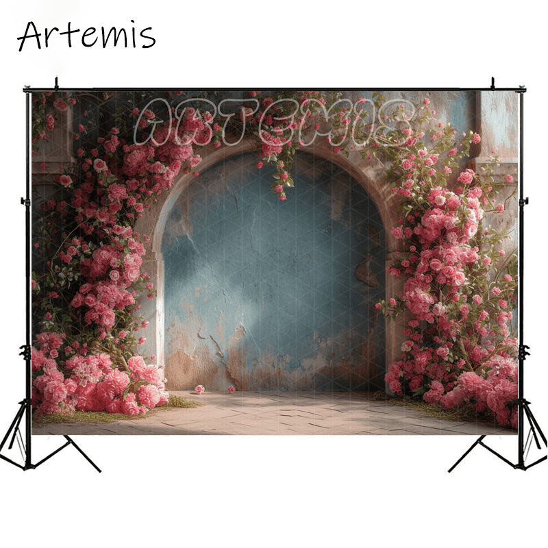 Spring Photography Backdrop Prop Room Wedding Pink Floral Dreamy Pastel ...