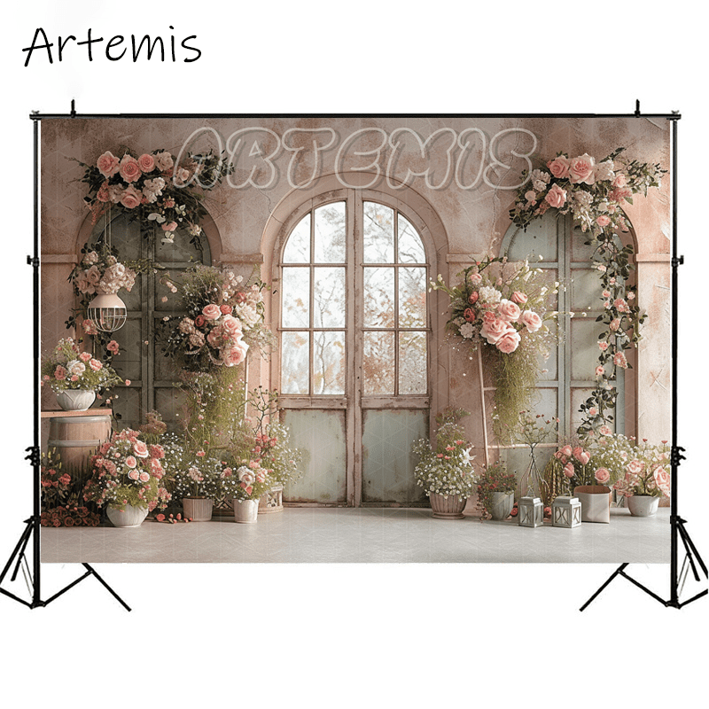 Spring Photography Backdrop Prop Room Wedding Pink Floral Dreamy Pastel ...