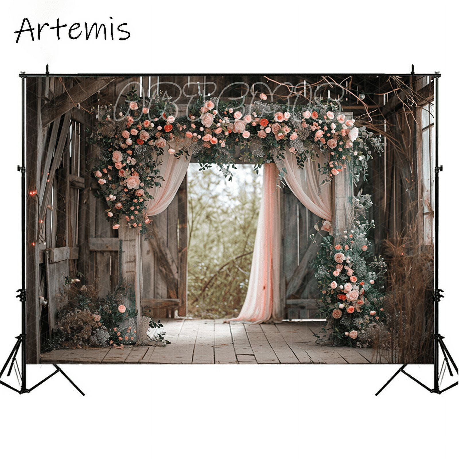 Spring Photography Backdrop Rustic Board Intrie Floral Pink rations ...