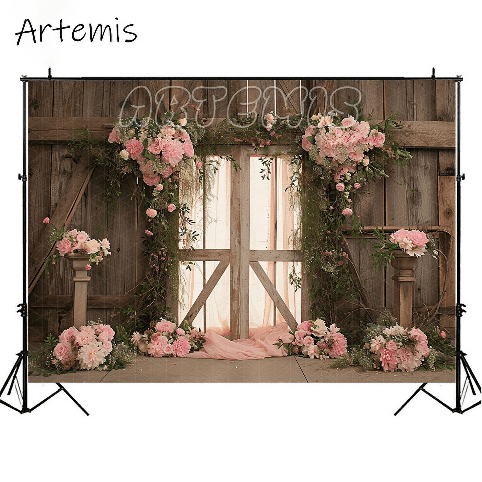 Spring Photography Backdrop Rustic Board Intrie Floral Pink rations ...