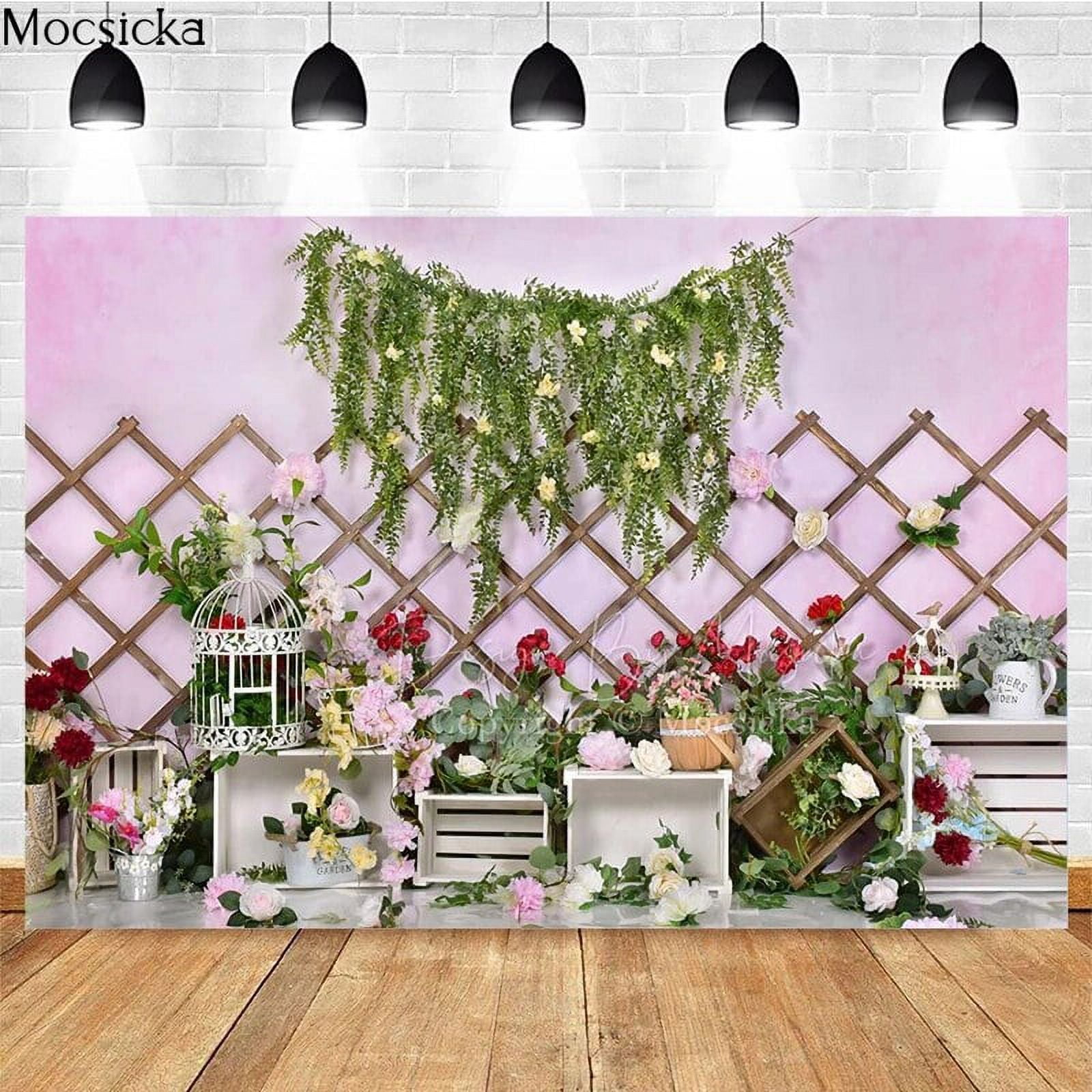 Spring Photography Background Flowers Fence Bird Cage Decoration Studio ...