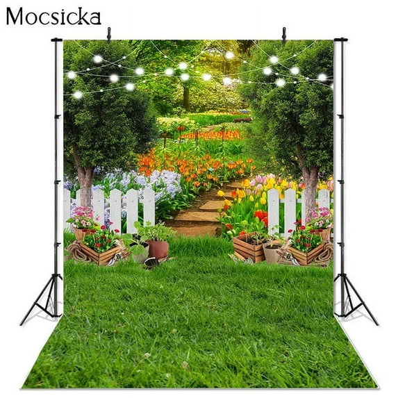Spring Photography Background Garden Lawn Flowers Decoration Props ...