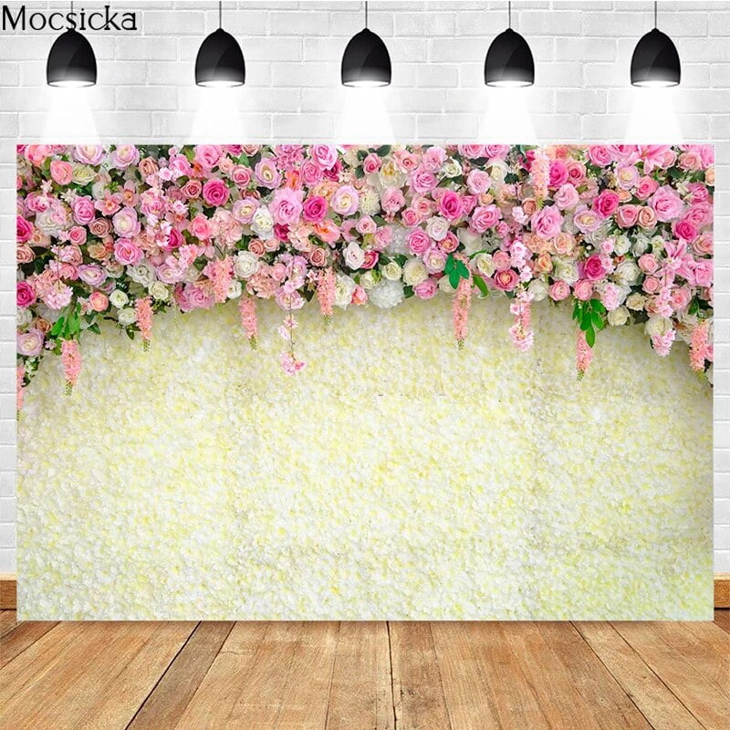 Spring Photography Background White Wall Flowers Decoration Props ...