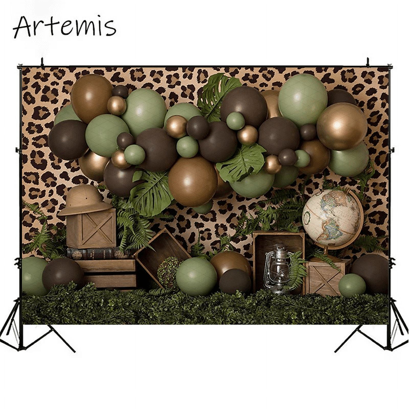 Spring Photography Cake Smash Backdrop Leopard Balloon Jungle Rustic ...