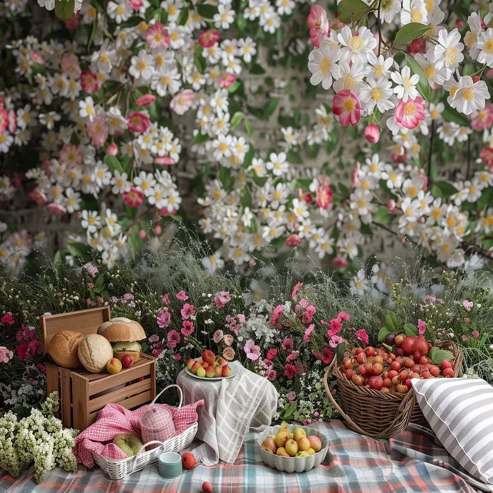 Spring Picnic Food Flowers Forest Kids Adult Birthday Party Portrait r ...