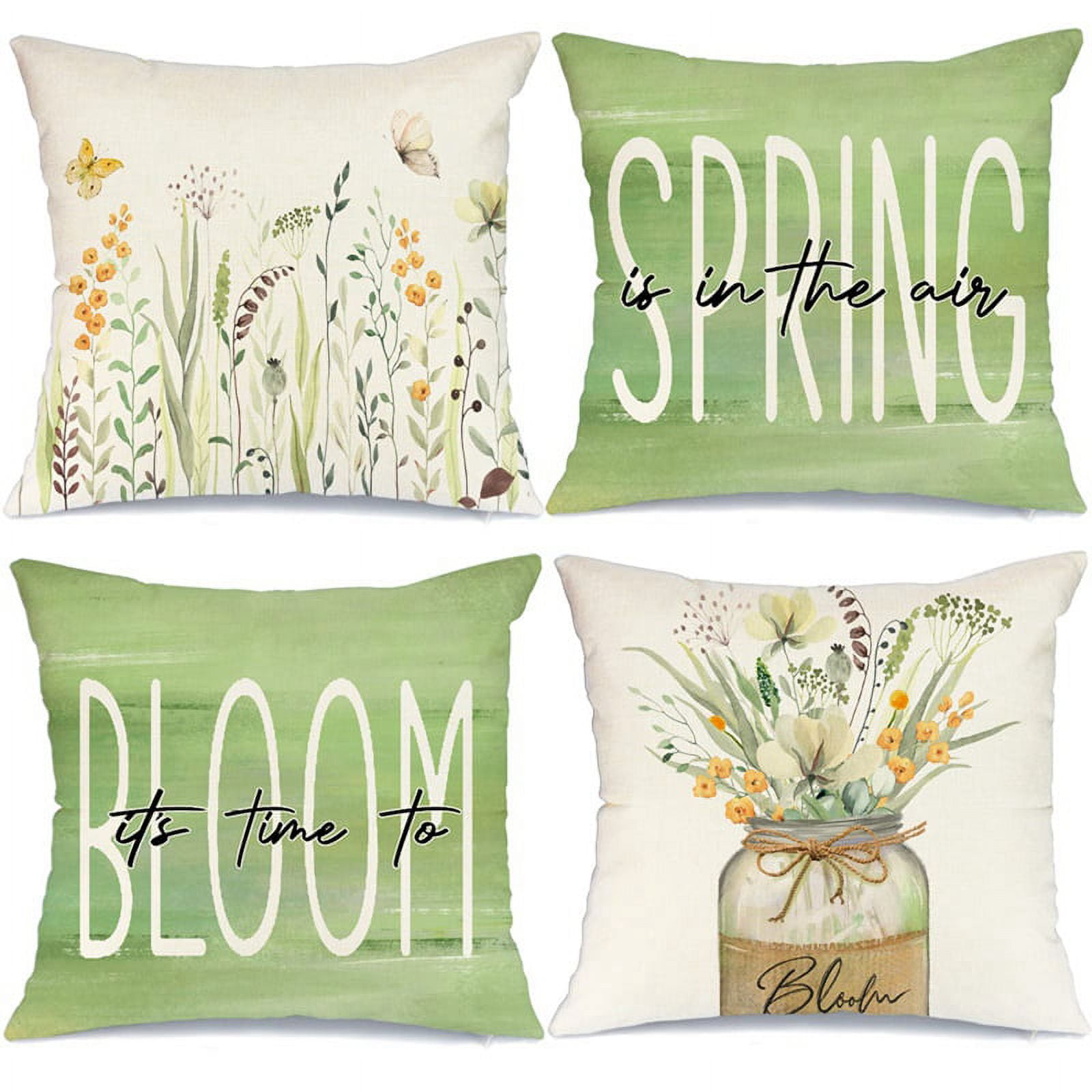 Spring Pillow Covers 18X18 4 Spring Decorations Farmhouse Throw Pillow ...