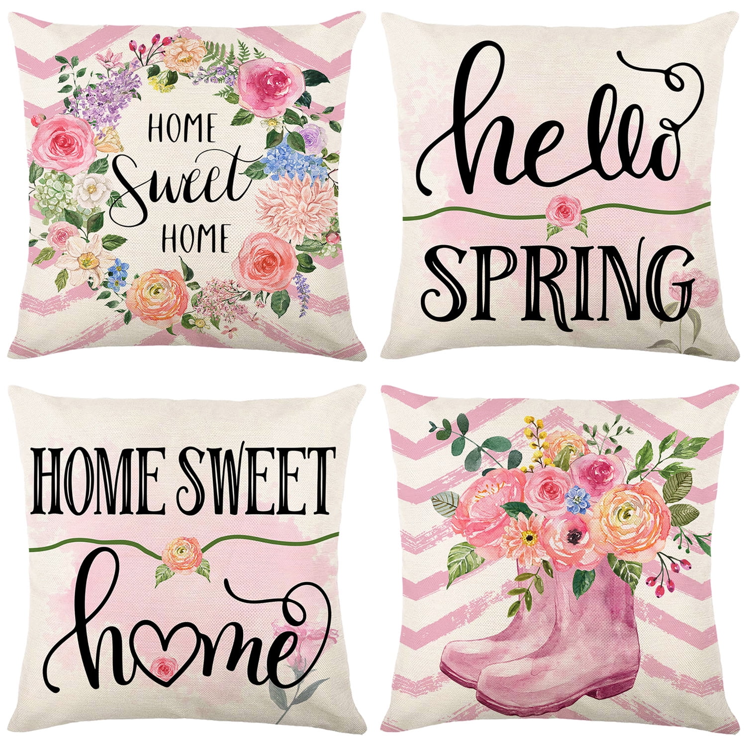 Spring Pillow Covers 18x18, Farmhouse Summer Decor Throw Pillow Covers ...