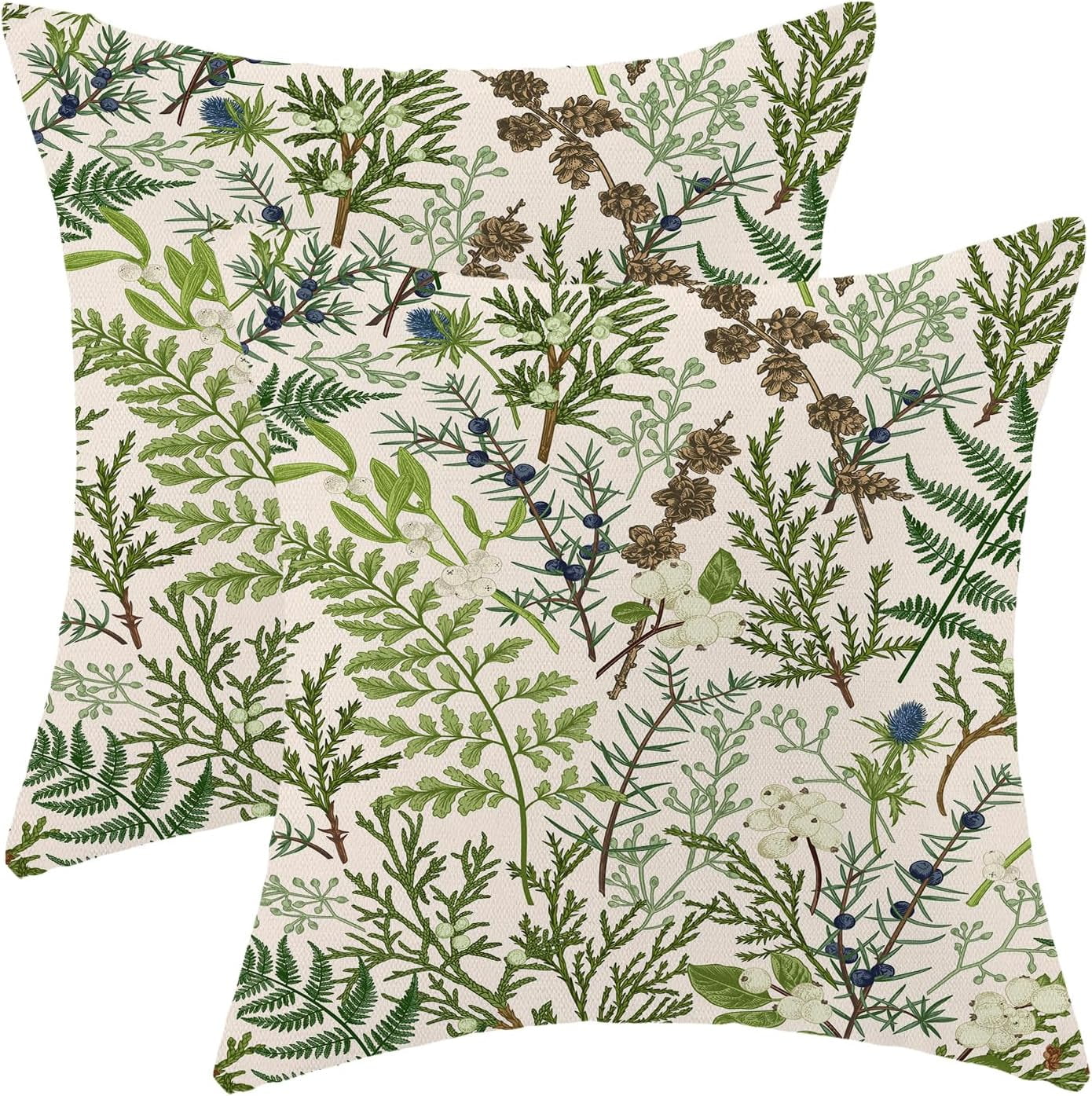 Spring Pillow Covers 18x18 Inch Set of 2,Vintage Sage Green Wild Flower ...