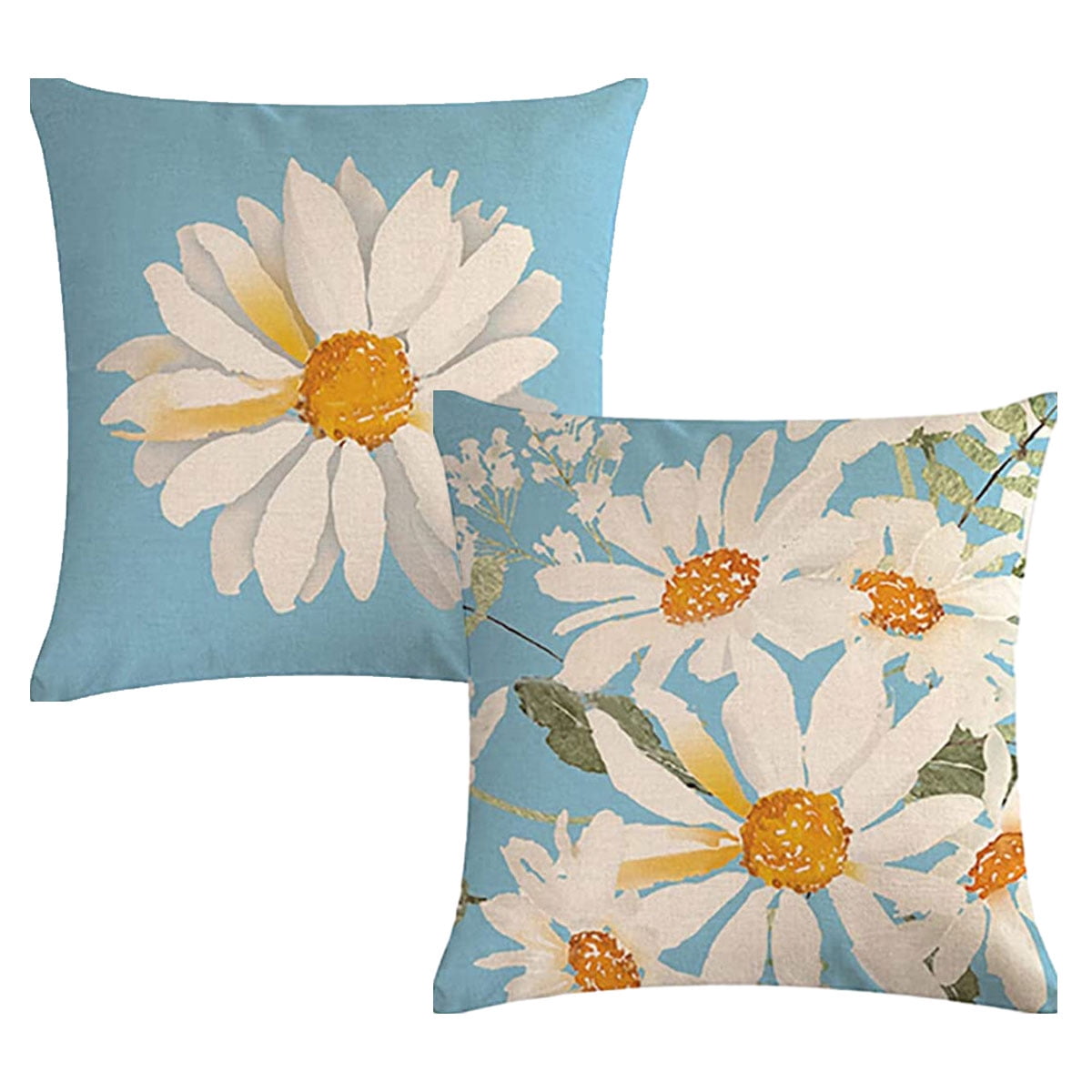 Spring Pillow Covers 18x18 Set of 2 Daisy Floral Decorative Throw ...