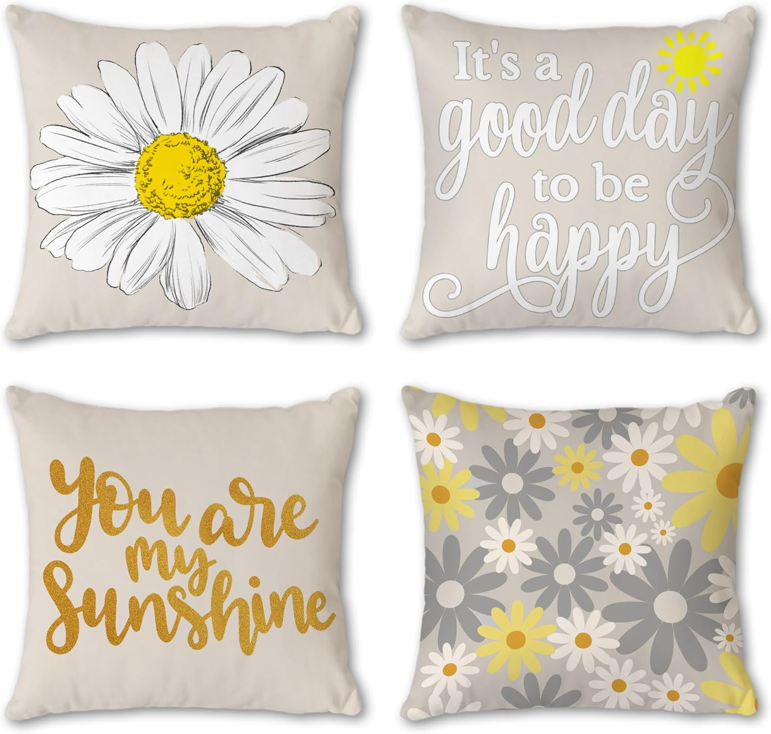 Spring Pillow Covers 18x18, Spring Decorative Summer Yellow Throw ...