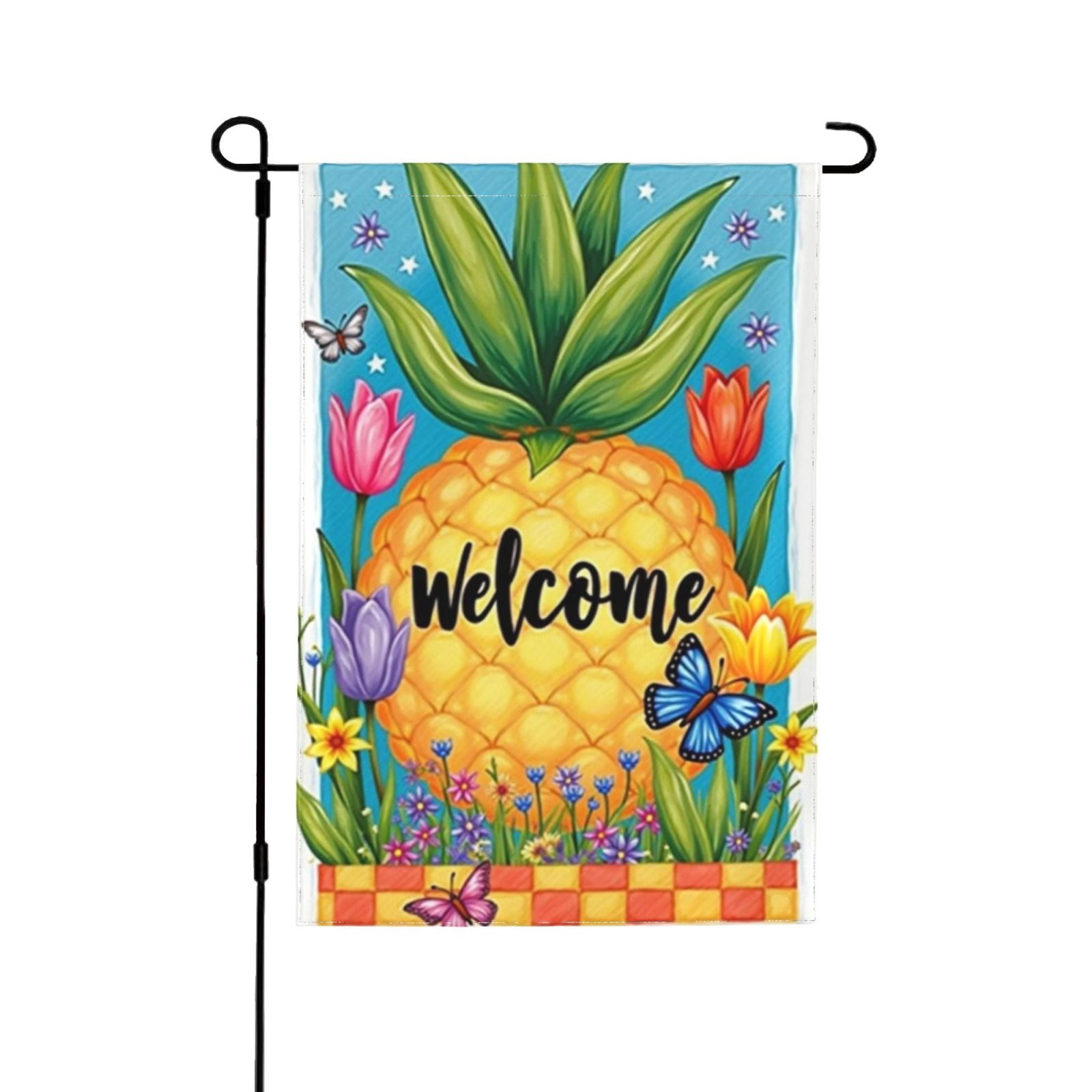 Spring Pineapple Autumer Happy Garden Flag Welcome For Outside ...
