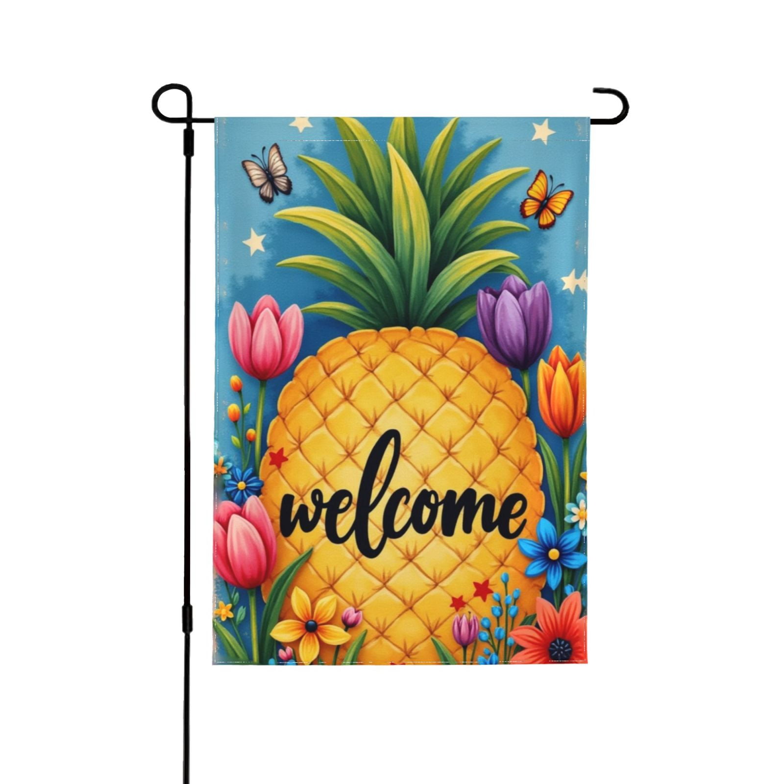 Spring Pineapple Garden Flag Welcome For Outside Pineapple Welcome Sign ...