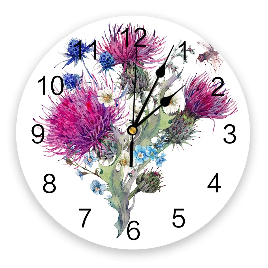 Spring Pink Abstract Flower Bloom Wall Clock Living Room Bedroom Wall ...