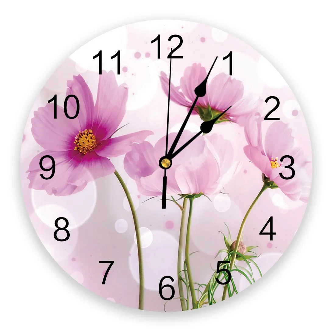 Spring Pink Abstract Flower Bloom Wall Clock Living Room Bedroom Wall ...