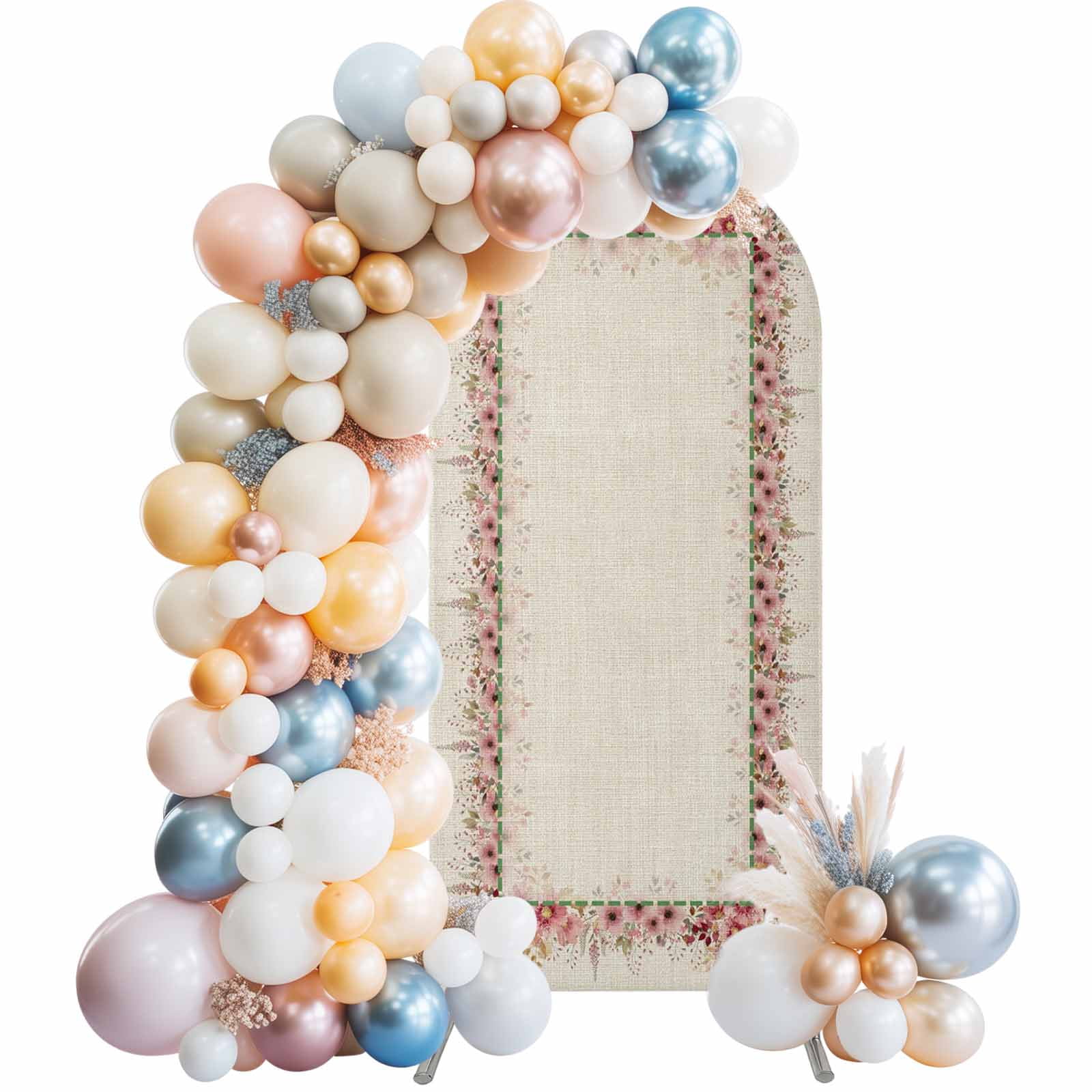 Spring Pink Flower Arch Backdrop Cover 4 FT Vintage Floral Farm Plants ...