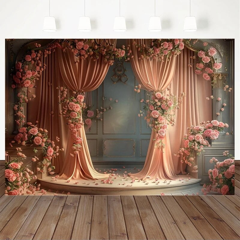 Spring Pink Flower Backdrop Photography Light Curtain Background Decor ...