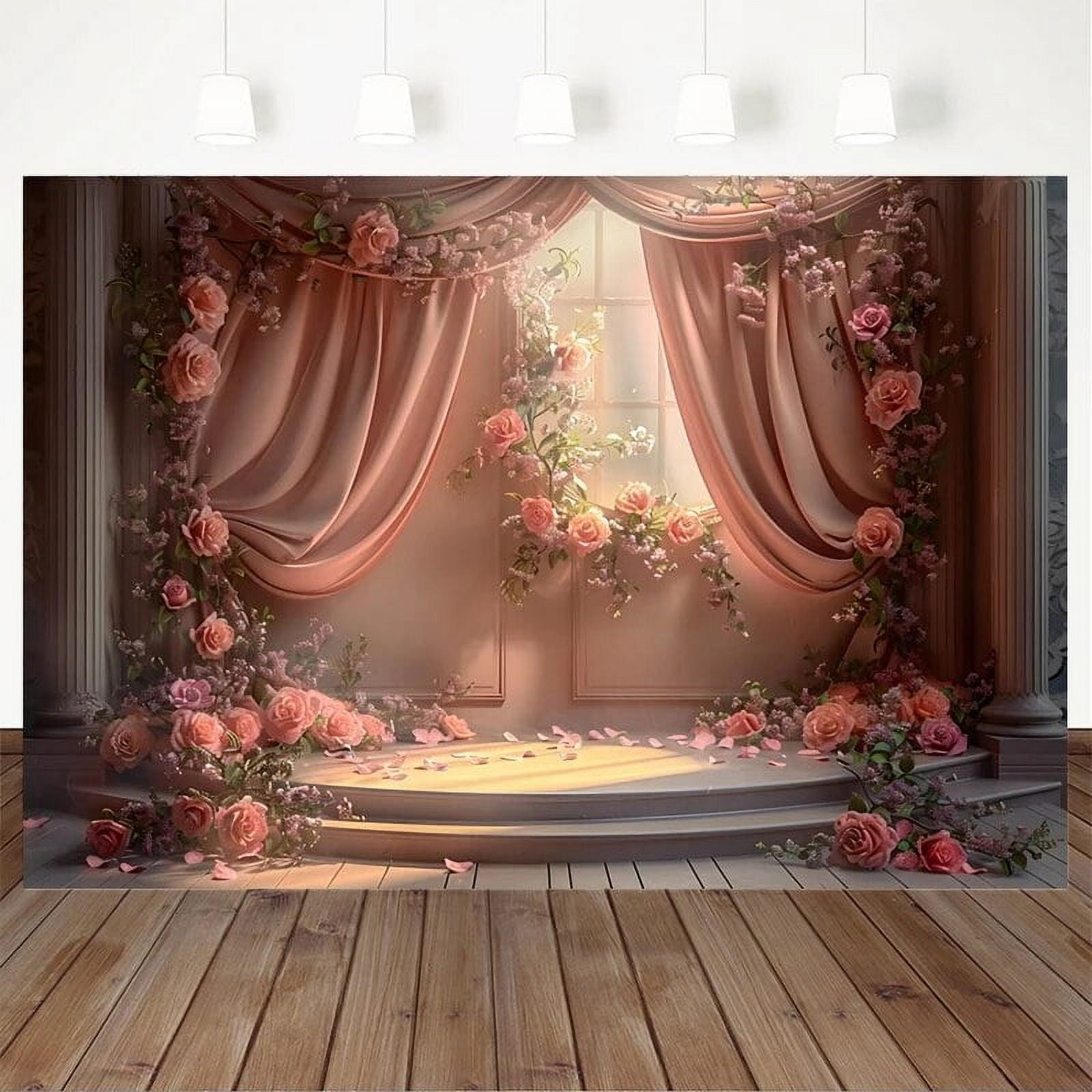 Spring Pink Flower Backdrop Photography Light Curtain Background Decor ...