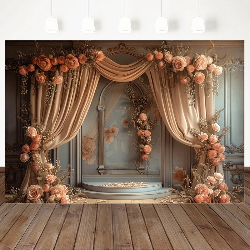 Spring Pink Flower Backdrop Photography Light Curtain Background Decor ...