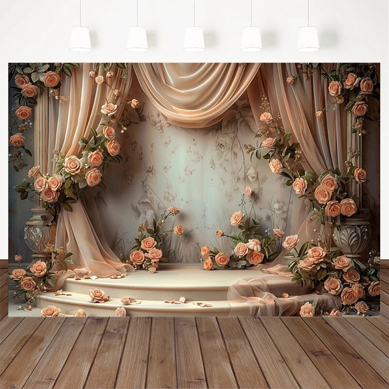 Spring Pink Flower Backdrop Photography Light Curtain Background Decor ...