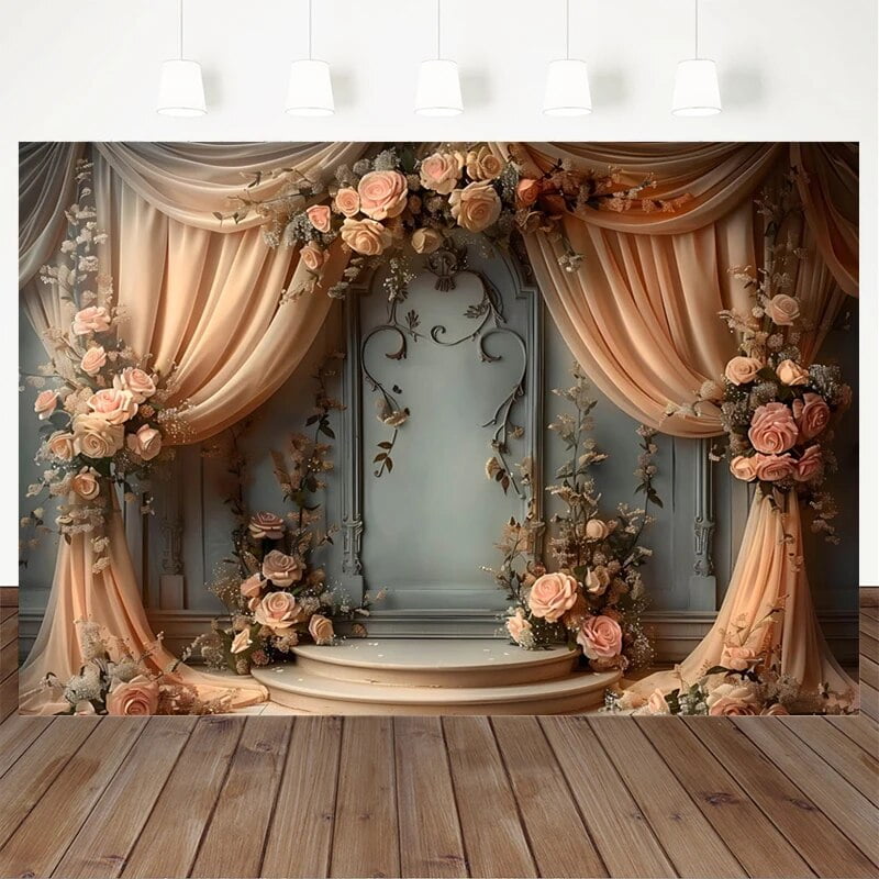 Spring Pink Flower Backdrop Photography Light Curtain Background Decor ...