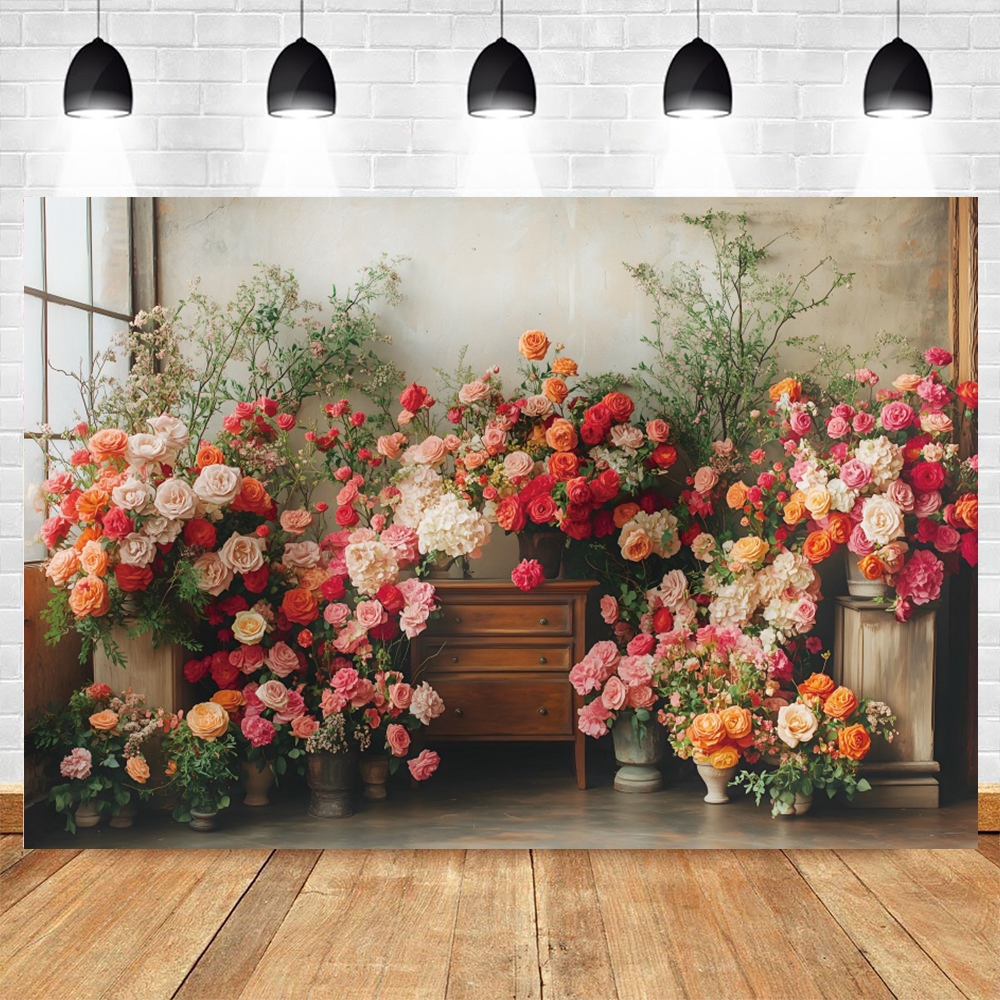 Spring Pink Red Rose Flower Photography Backdrop Valentine's Day Bridal ...