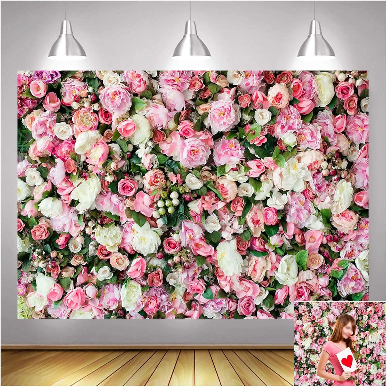 Spring Pink Rose Flower Theme Photography Backdrop 7X5Ft Vinyl 3D Pink ...