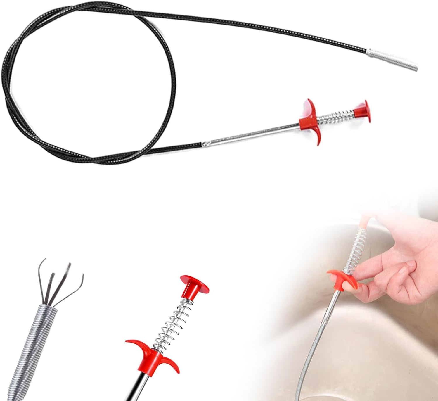 Spring Pipe Dredging Tools Drain Snake, 2025 New Drain Snake Hair Drain Clog Remover Tool ...