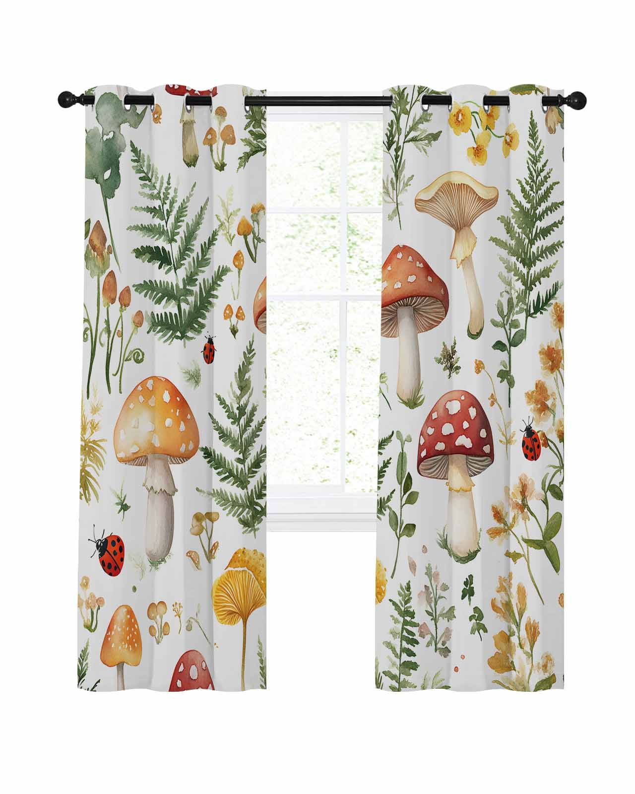 Spring Plant Blackout Curtains 84 Inch Length Flower Mushroom Leaf ...