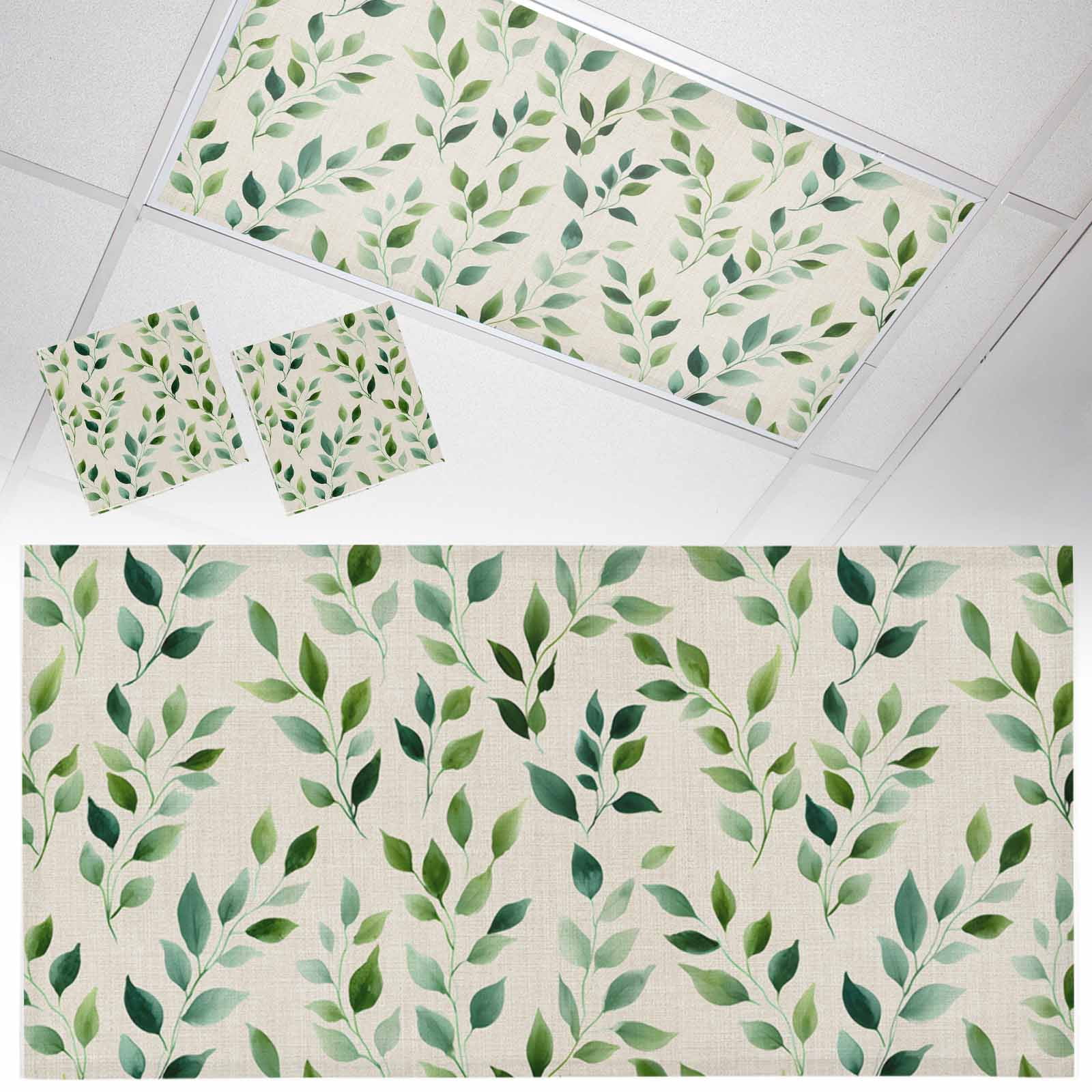 Spring Plant Fluorescent Light Covers Vintage Watercolors Sage Green ...