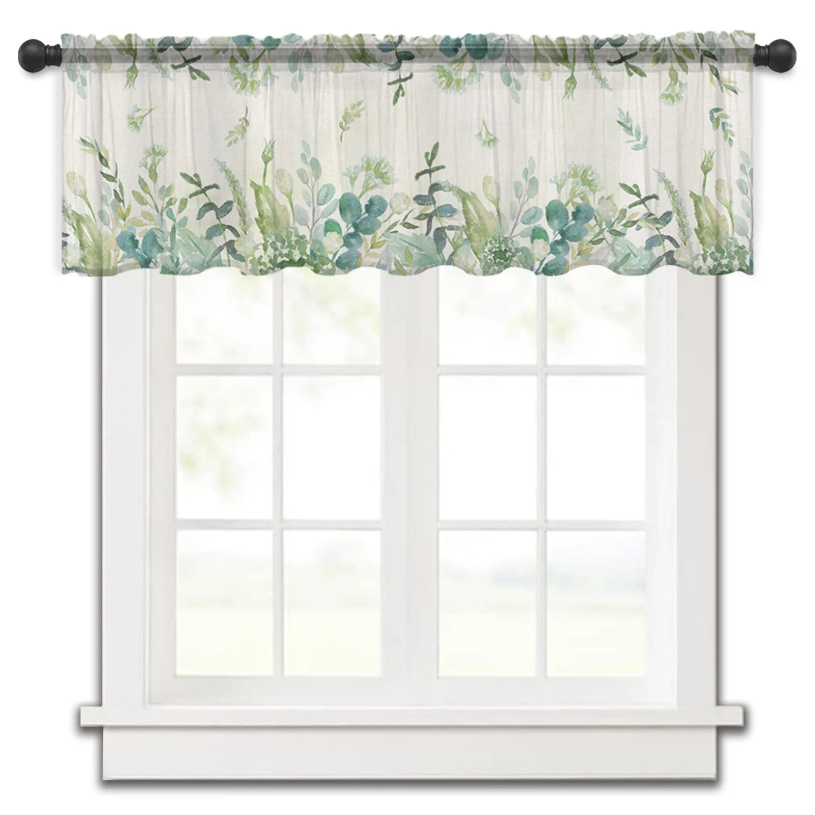 Spring Plant Leaves Rattan Wood Grain Short Half Curtains for Living ...