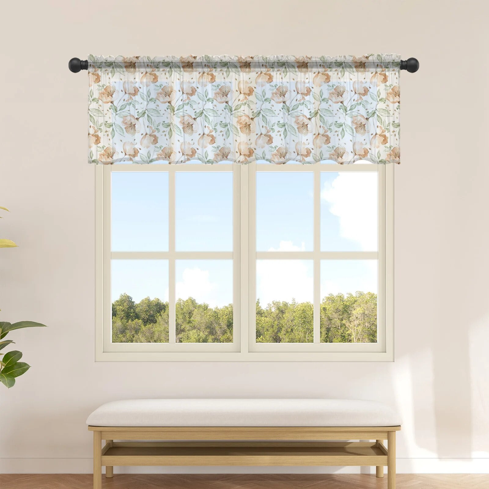Spring Plants Field Flowers And Herbs Short Curtain Half-Curtain for ...