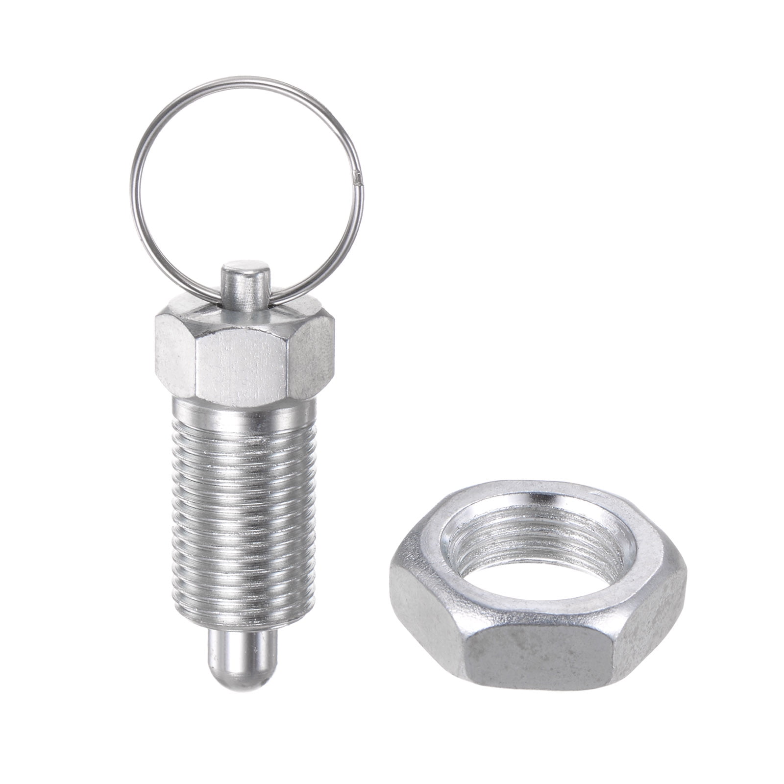 Spring Plunger with Pull Ring M16*1.5 0.96" Thread Length Pin Dia.10mm Round Carbon Steel Non ...