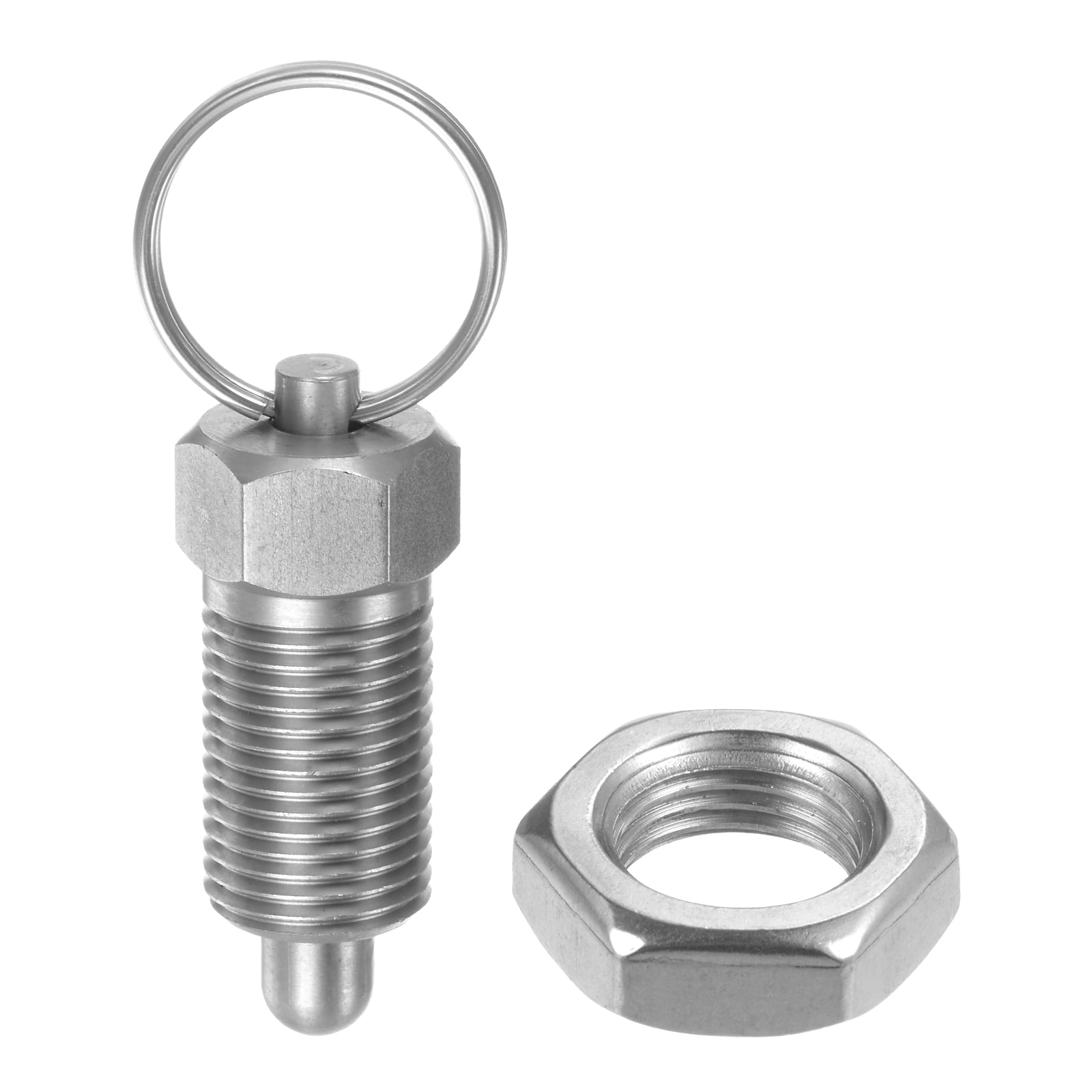 Uxcell Spring Plunger with Pull Ring Thread Length Pin Dia. Round Stainless Steel Non-Locking 24 ...