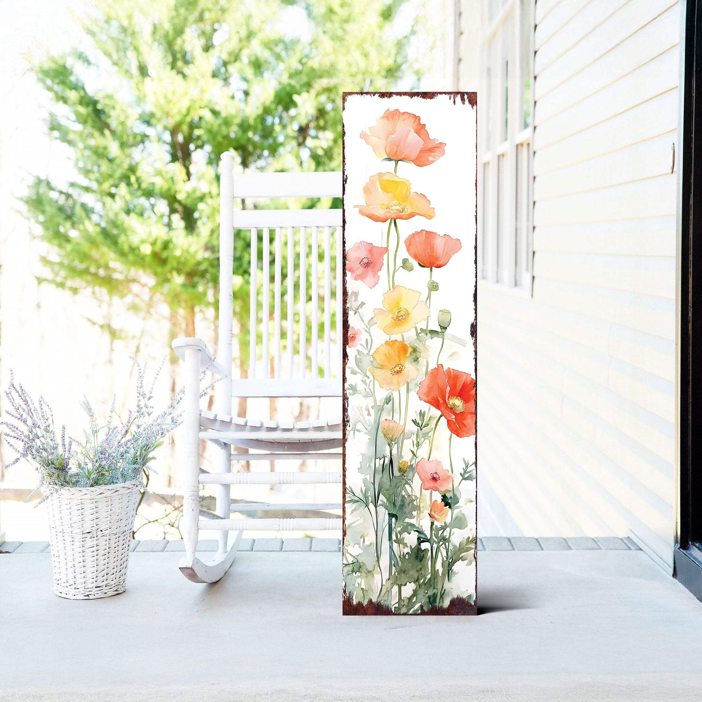 Spring Poppies Decor Porch Sign | Entryway Decor | UV Print | Front ...