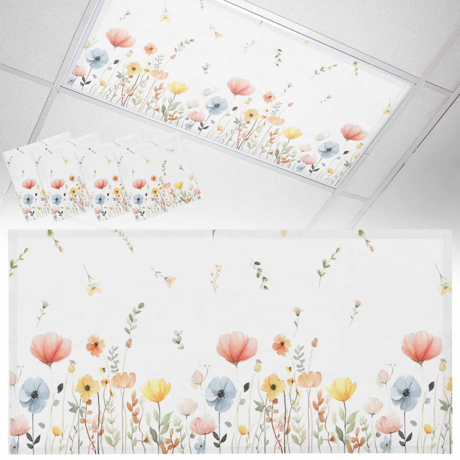 Spring Poppy Flowers Fluorescent Light Covers Colorful Floral Farmhouse ...